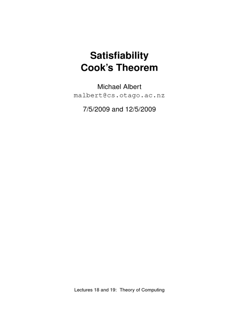 Cook Theorem Computational Complexity Theory Computer Science Free 30 Day Trial Scribd