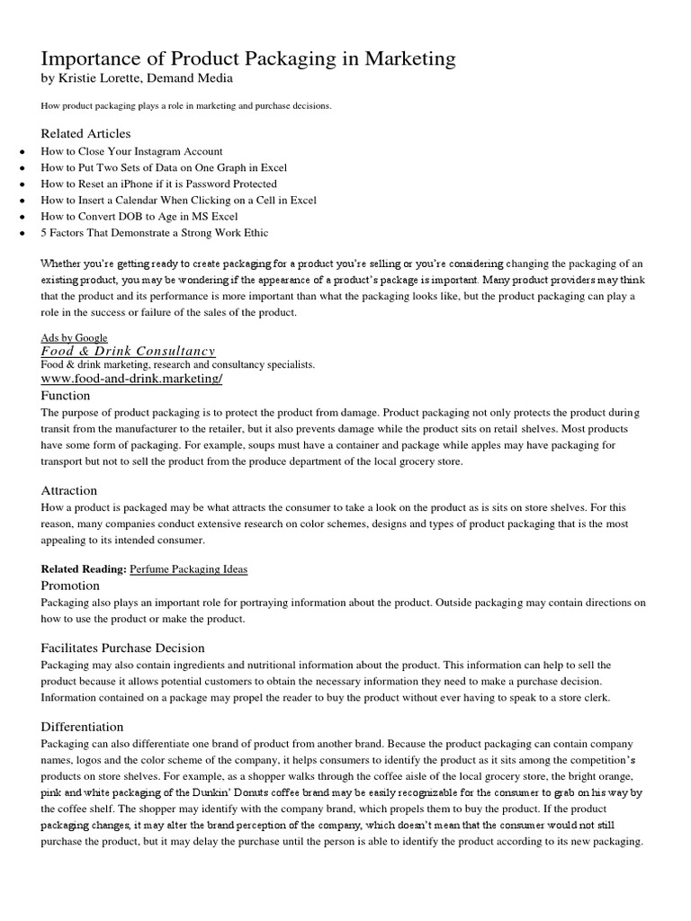 Importance of Product Packaging | Download Free PDF | Reputation | Barcode