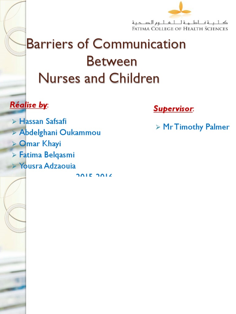 Barriers of Communication Between Nurse and Cheldreen | PDF | Speech ...