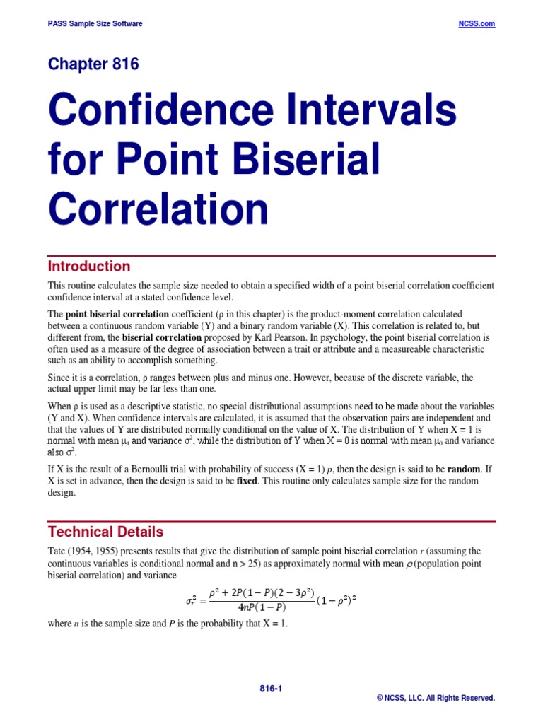 Confidence Intervals For Point Biserial Correlation | PDF | Confidence ...