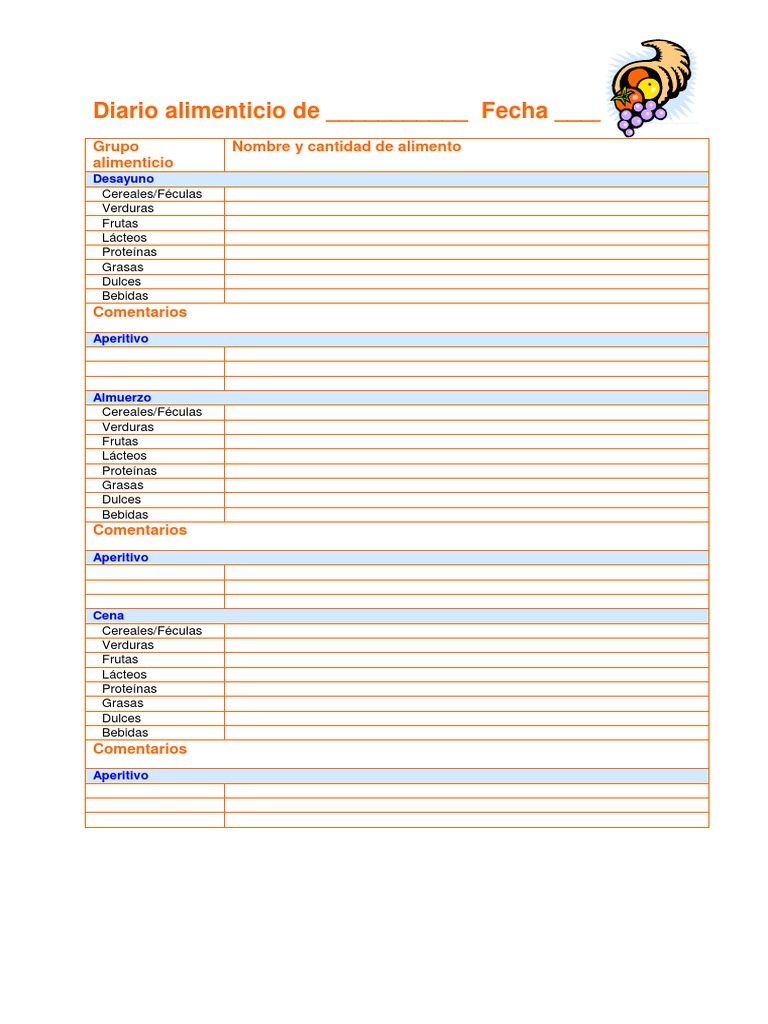 Diario Alimenticio Detallado | PDF