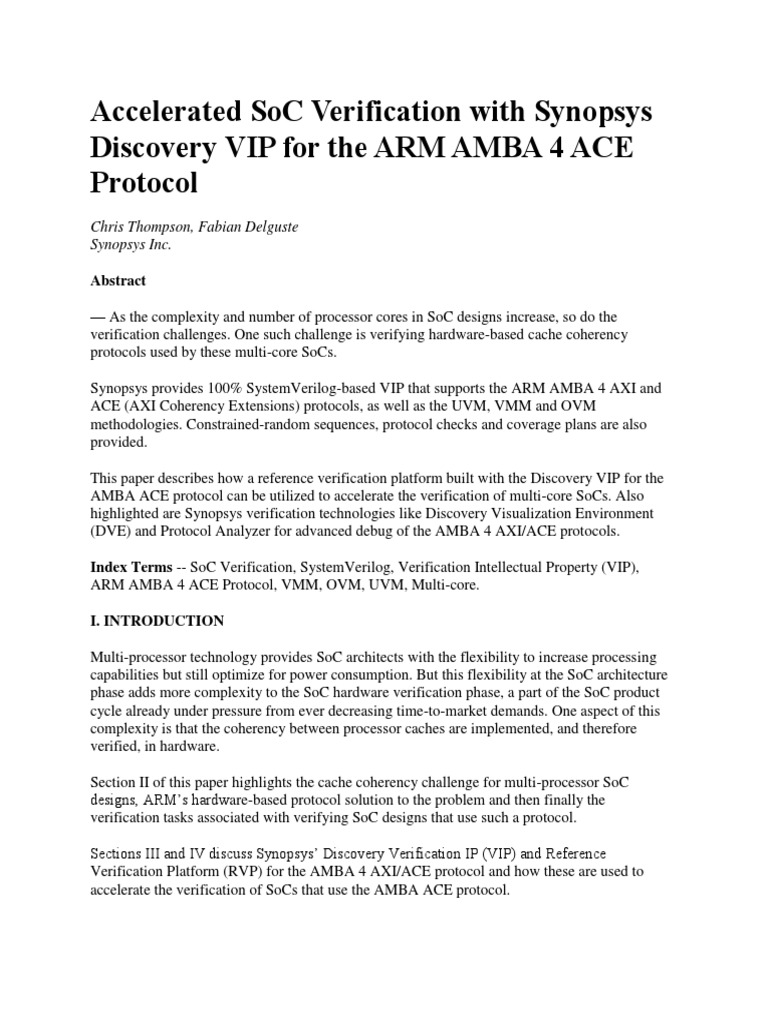 Accelerated SoC Verification With Synopsys Discovery VIP For The ARM ...