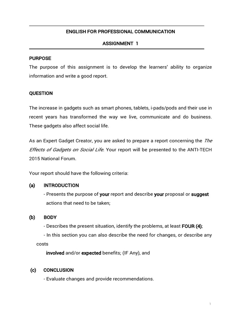 Assignment 1 - Report Writing | Download Free PDF | Rubric (Academic) | Semiotics