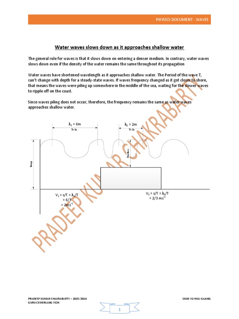 Water Waves Slows Down As It Approaches Shallow Water | PDF | Waves ...