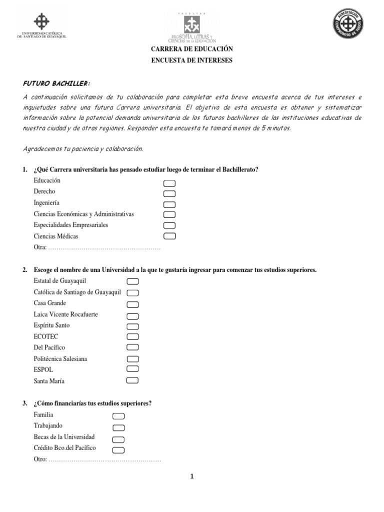Encuesta de Intereses Bachilleres - Jaime Revisada | PDF | Science ...