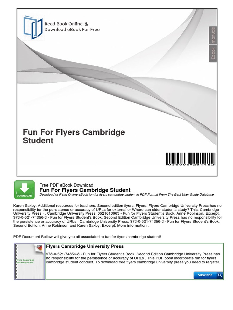 Fun For Flyers Cambridge Student PDF | PDF | Educational Technology ...