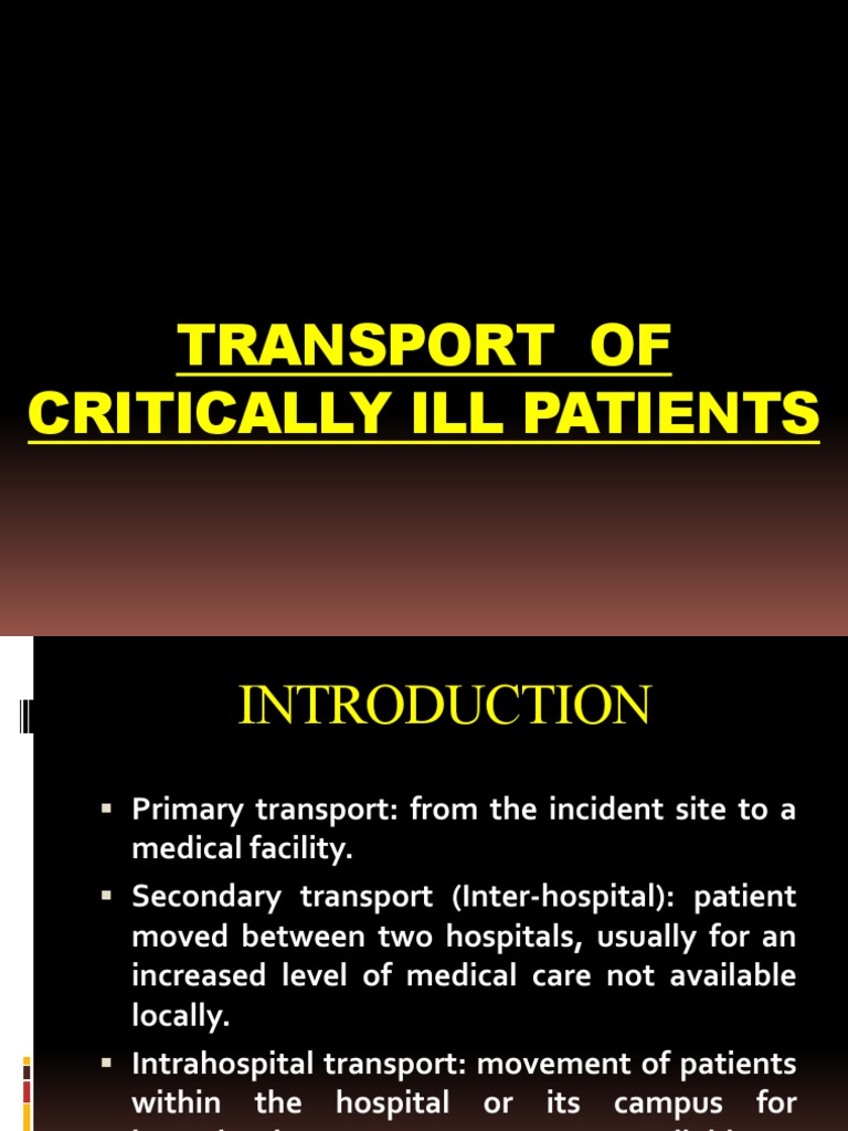 Transport of Critically Ill Patients | Download Free PDF | Intensive ...