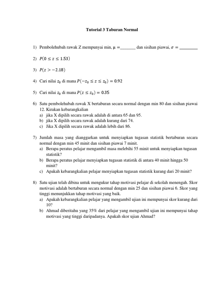 Tutorial 3 Taburan Normal | PDF