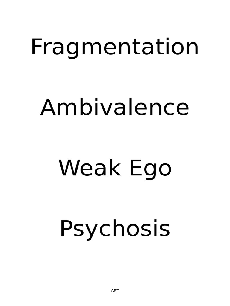 Fragmentation Ambivalence Weak Ego Psychosis | PDF