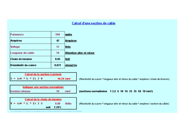 Calcul Section Cable | PDF