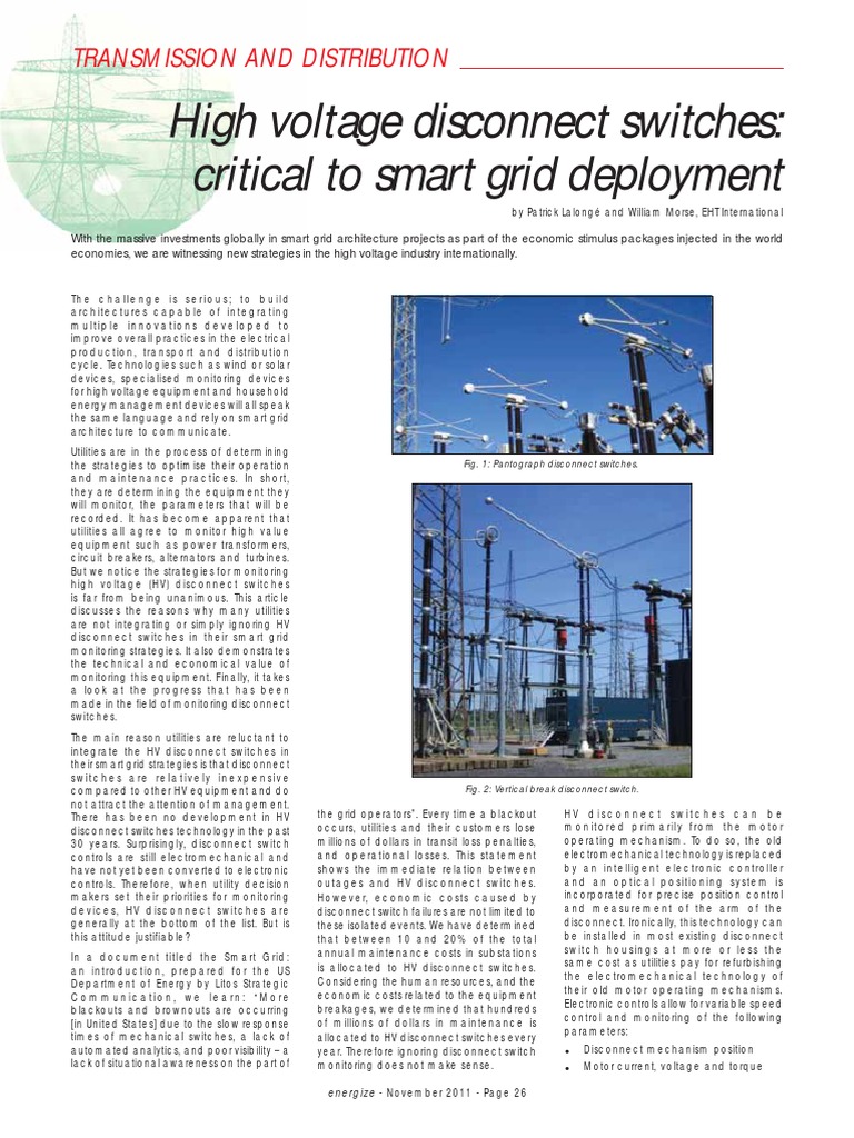 Ehv Disconnectors For Smart Grid | PDF | Smart Grid | Electrical Grid