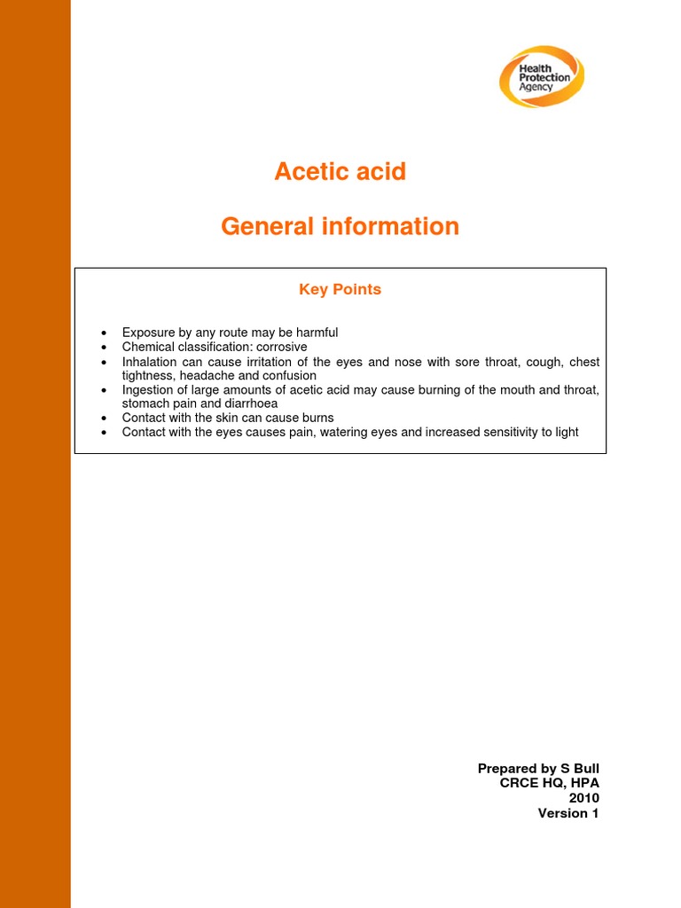 Acetic Acid General Information: Key Points | PDF | Acetic Acid ...