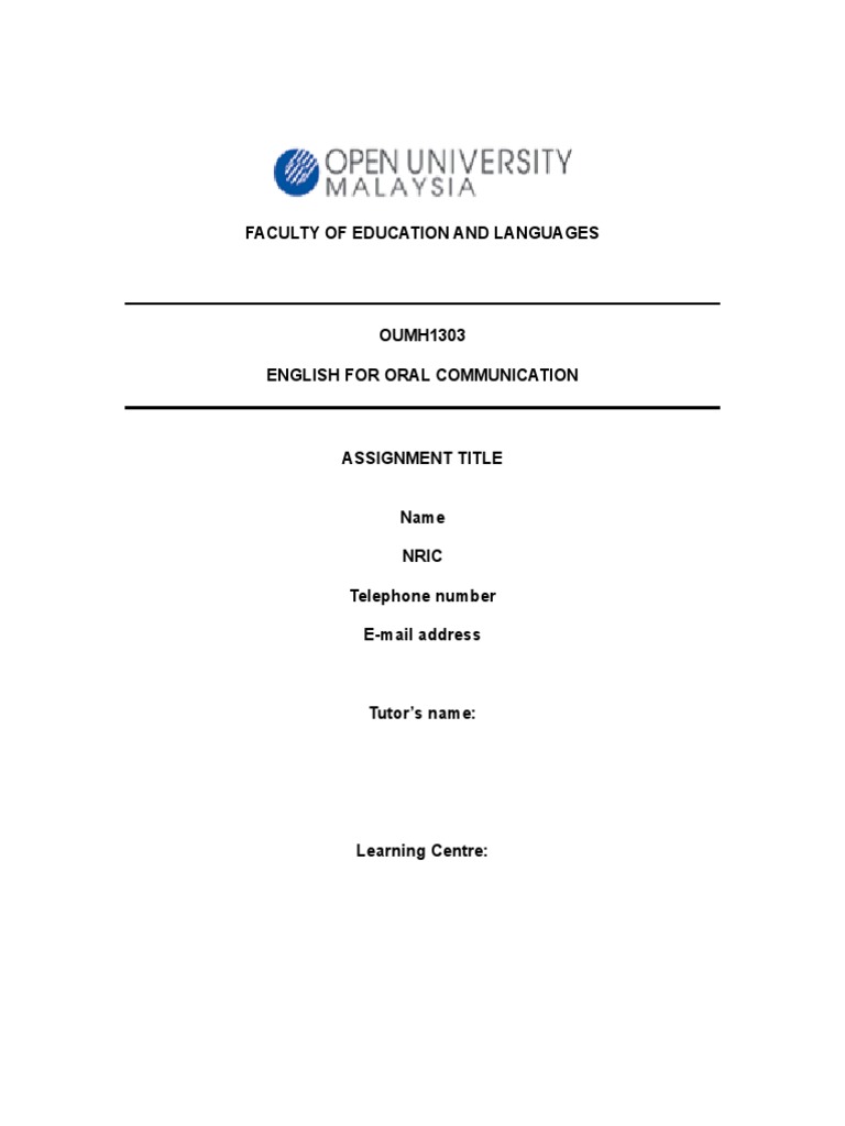 Muka Depan Assignment Oum | PDF