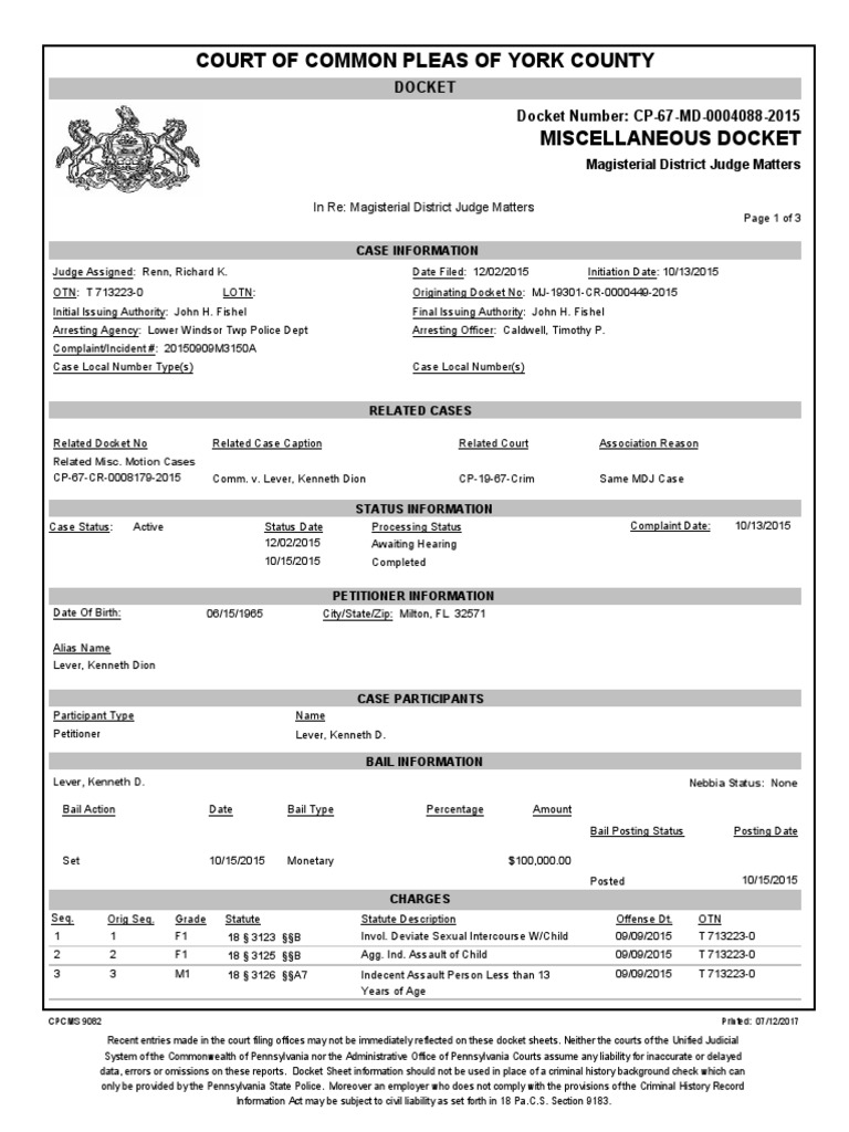 Kenneth Lever Sexual Assault Charges | PDF | Criminal Record | Magistrate