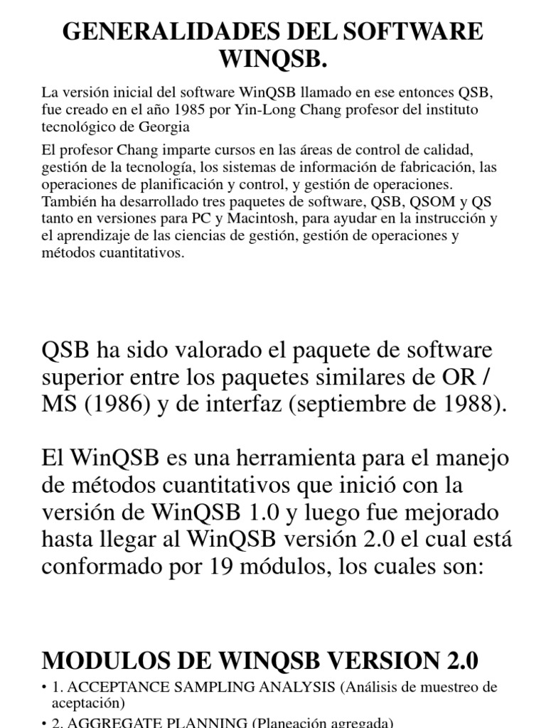 WINQSB | PDF | La investigación de operaciones | Software