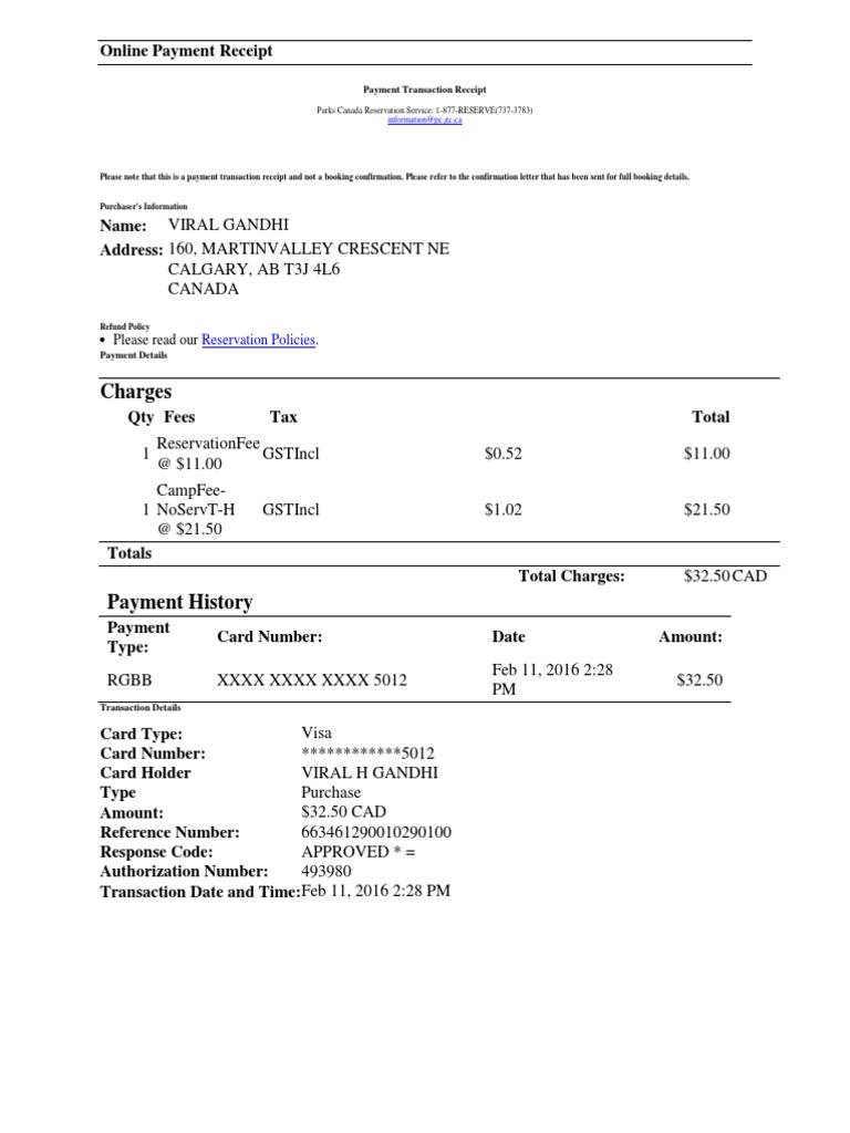 1st July 2016 Camping | Financial Transaction | Receipt