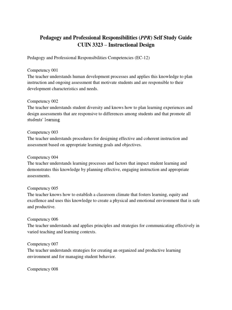 PPR Table | PDF | Competence (Human Resources) | Teachers