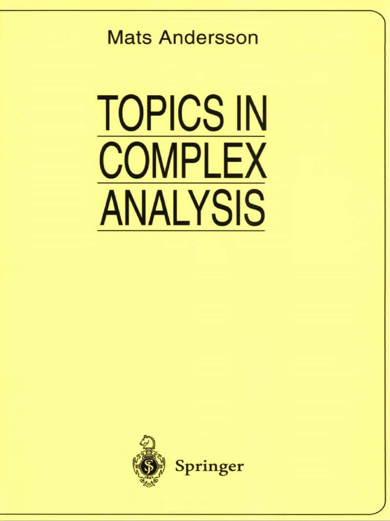 Topics in Complex Analysis Mats Andersson PDF | PDF | Mathematical Analysis | Complex Analysis
