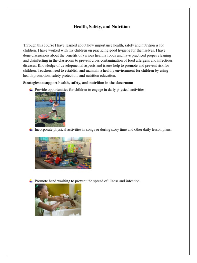 Health Safety and Nutrition Assignment | PDF | Classroom | Fruit