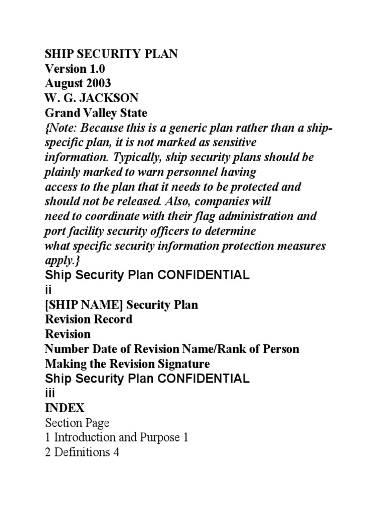 Ship Security Plan | PDF