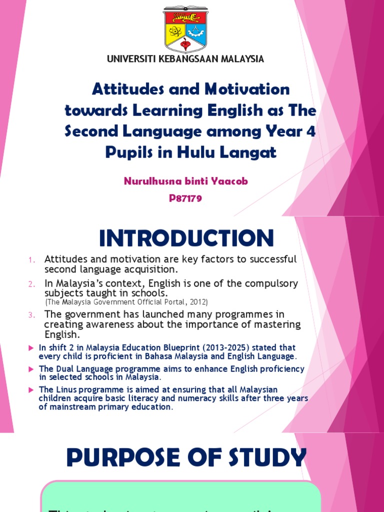 Attitudes and Motivation Towards Learning English As The | PDF ...