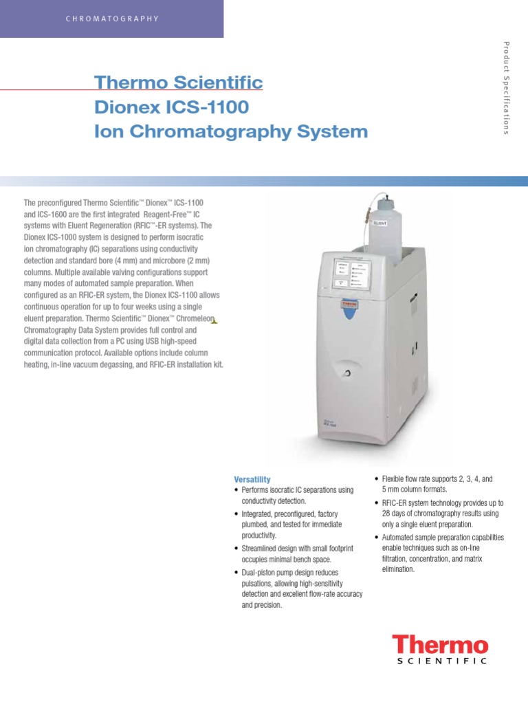 PS70299 ICS 1100 Product Specifications | PDF | High Performance Liquid ...