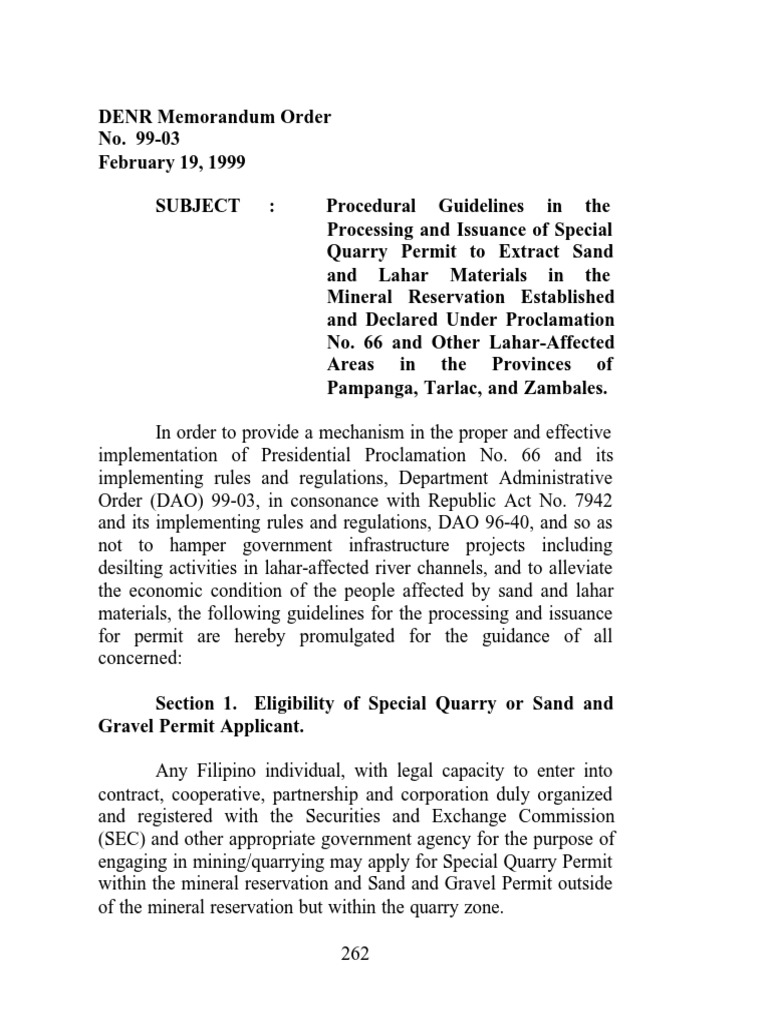 Guidelines for Special Quarry Permits | PDF | Verification And ...