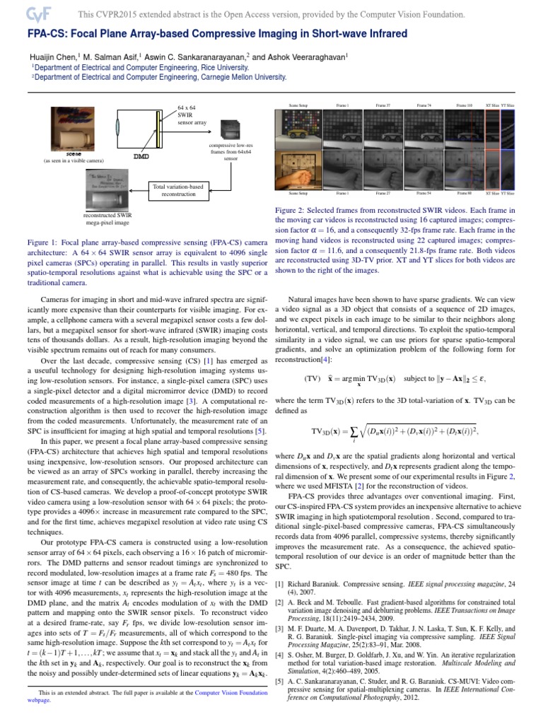 FPA-CS: Focal Plane Array-Based Compressive Imaging in Short-Wave Infrared | PDF | Image ...