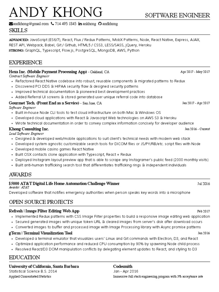 Andy Khong Resume | PDF | Web Application | Application Software