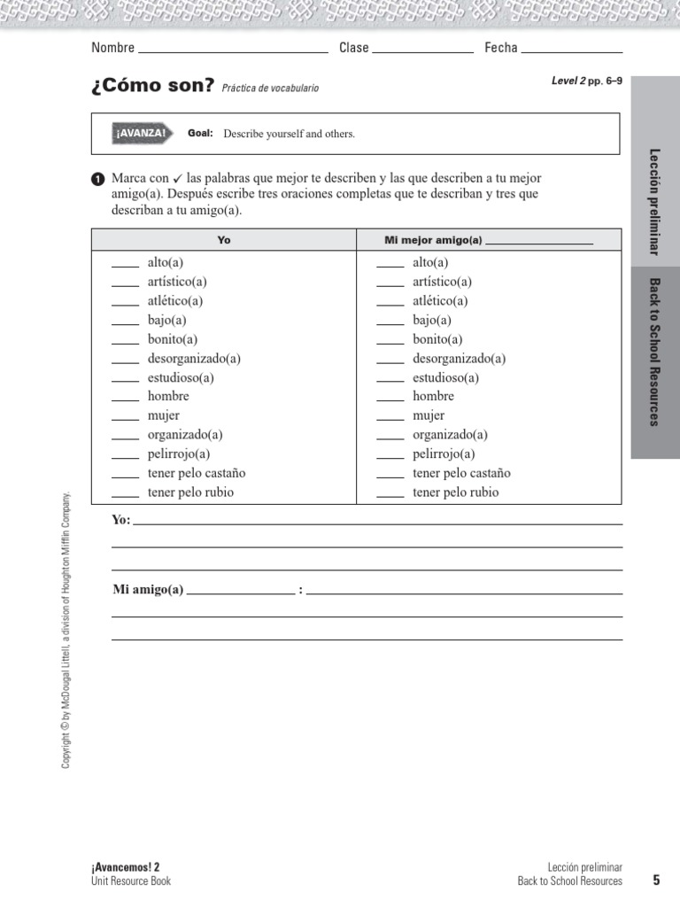 Preliminar Avancemos 2 - 5 | PDF