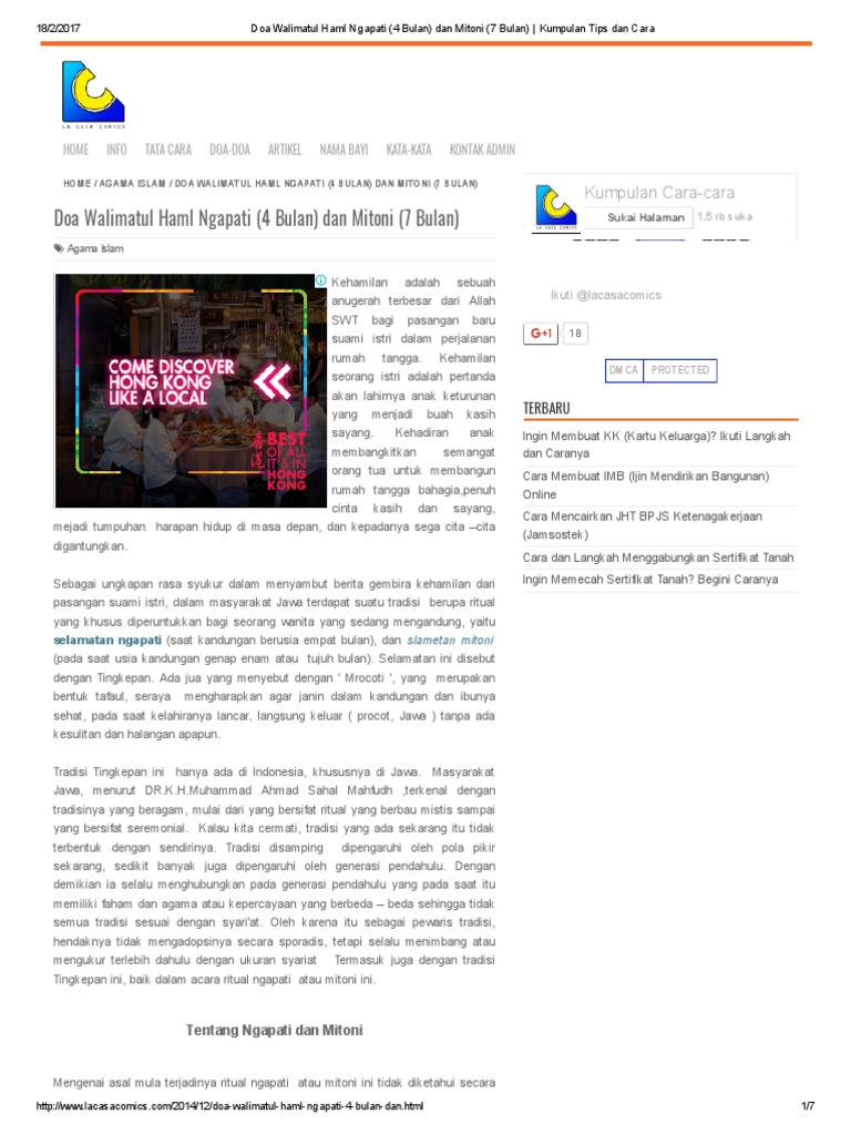 Doa Walimatul Haml Ngapati (4 Bulan) Dan Mitoni (7 Bulan) - Kumpulan Tips Dan Cara | PDF