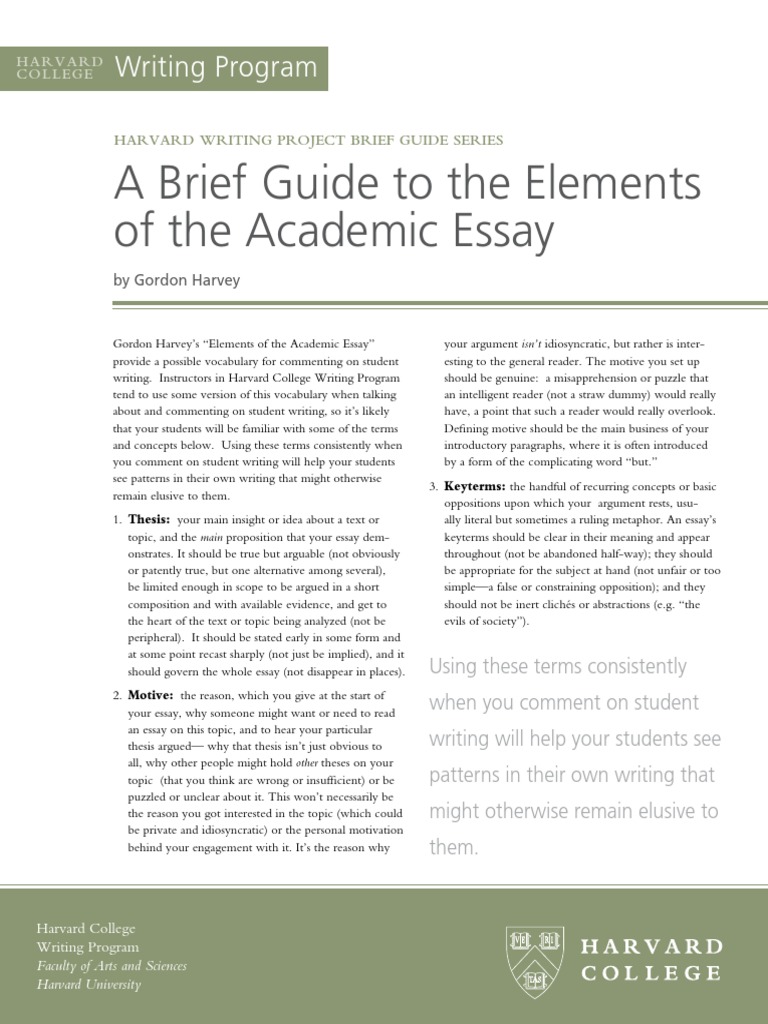 Brief - Guides - Elements of An Essay PDF | PDF | Essays | Thesis