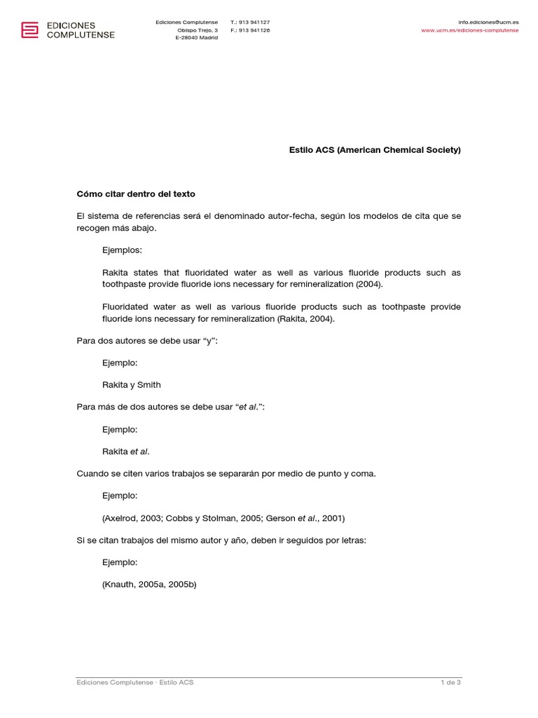 Bibliografía Estilo ACS | Descargar gratis PDF | Publicación
