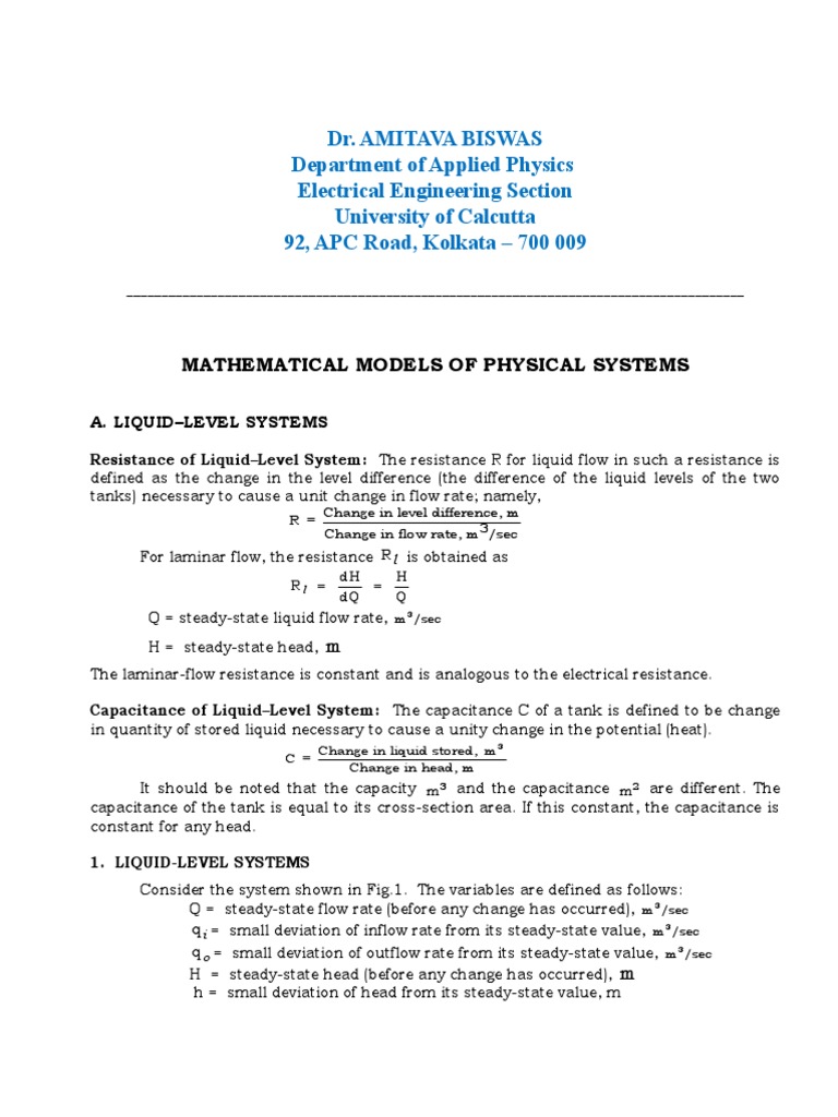 Mathematical Models of Physical Systems | Download Free PDF | Heat ...