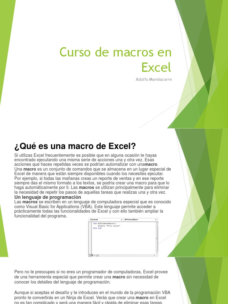 01 Introduccion A Macros-1 | PDF | Macro (informática) | Visual Basic para Aplicaciones