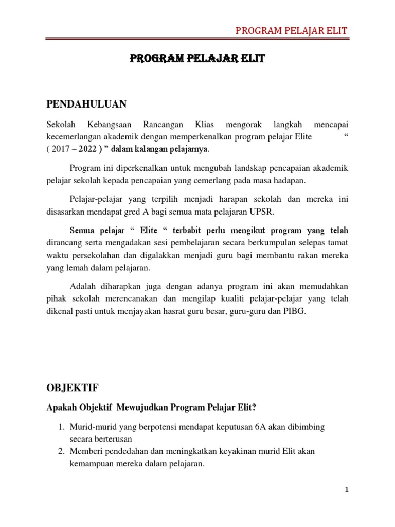 Program Pelajar ELIT | PDF