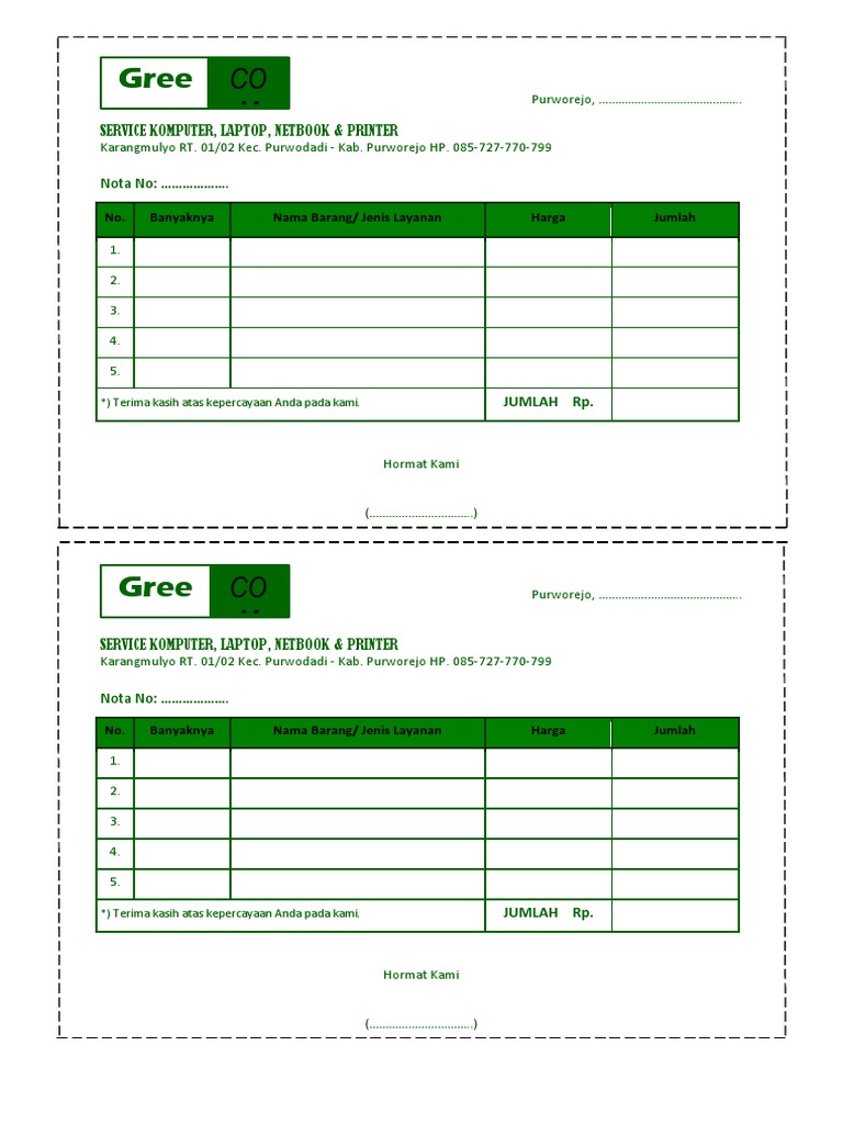 Template Nota Microsoft Word | PDF
