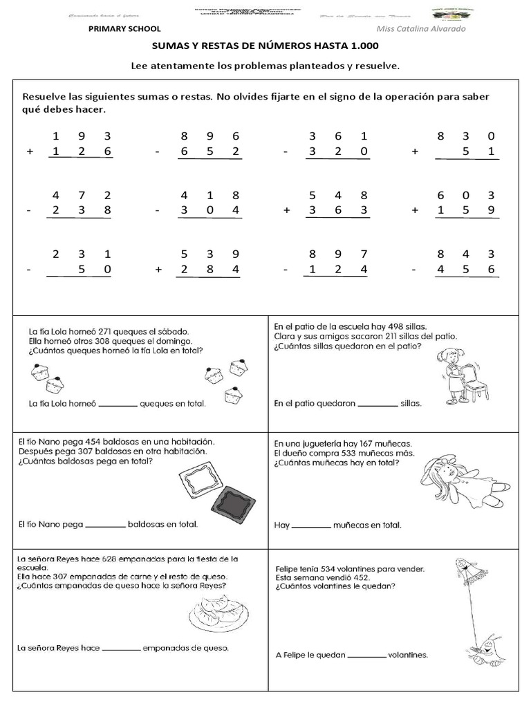 Repaso de Sumas y Restas Con y Sin Reagrupación Segundos | PDF