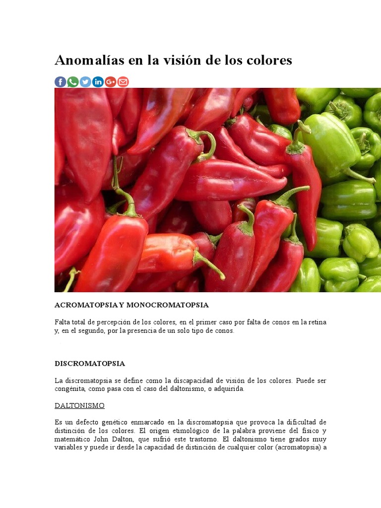 Anomalías en La Visión de Los Colores | PDF | Color | Enfermedades y ...