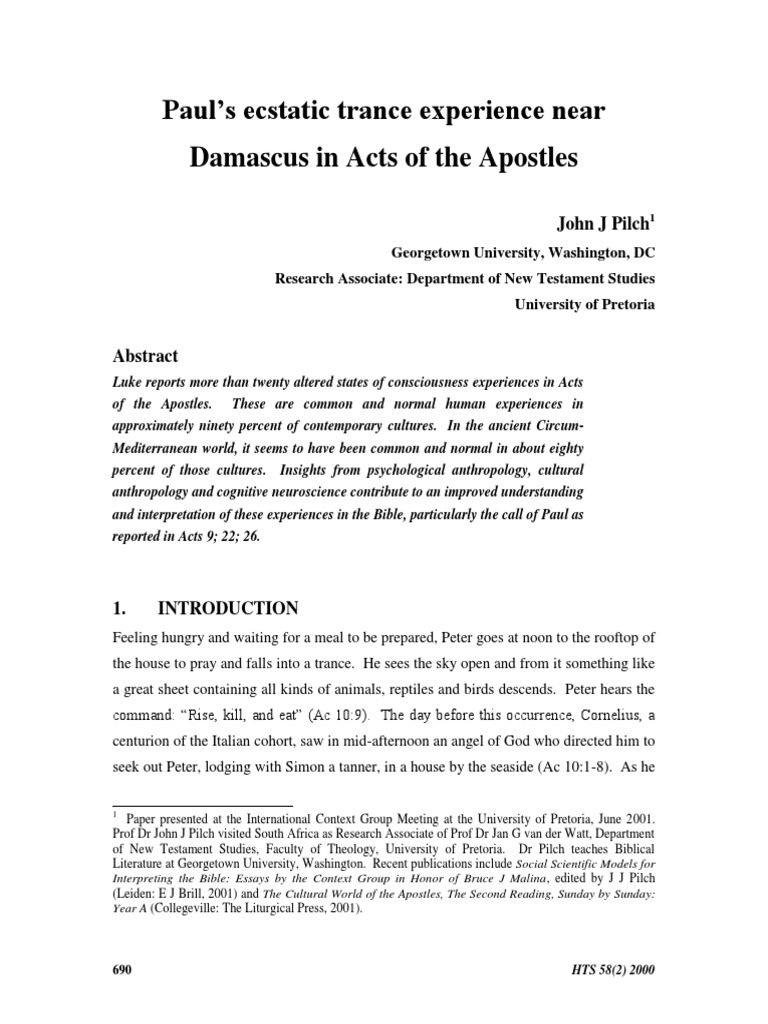 (John J Pilch) Paul's Ecstatic Trance Experience | PDF | Trance | Paul ...