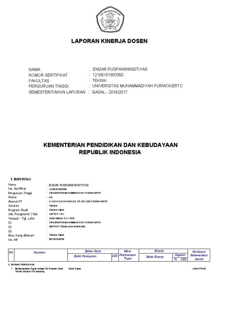 Cetak Laporan Kinerja Dosen | PDF