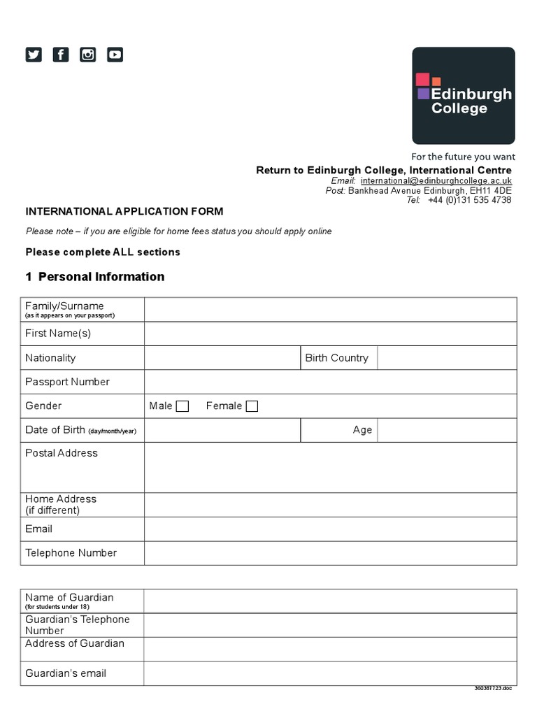 International Application Form 2017 - 2018 | PDF | International ...