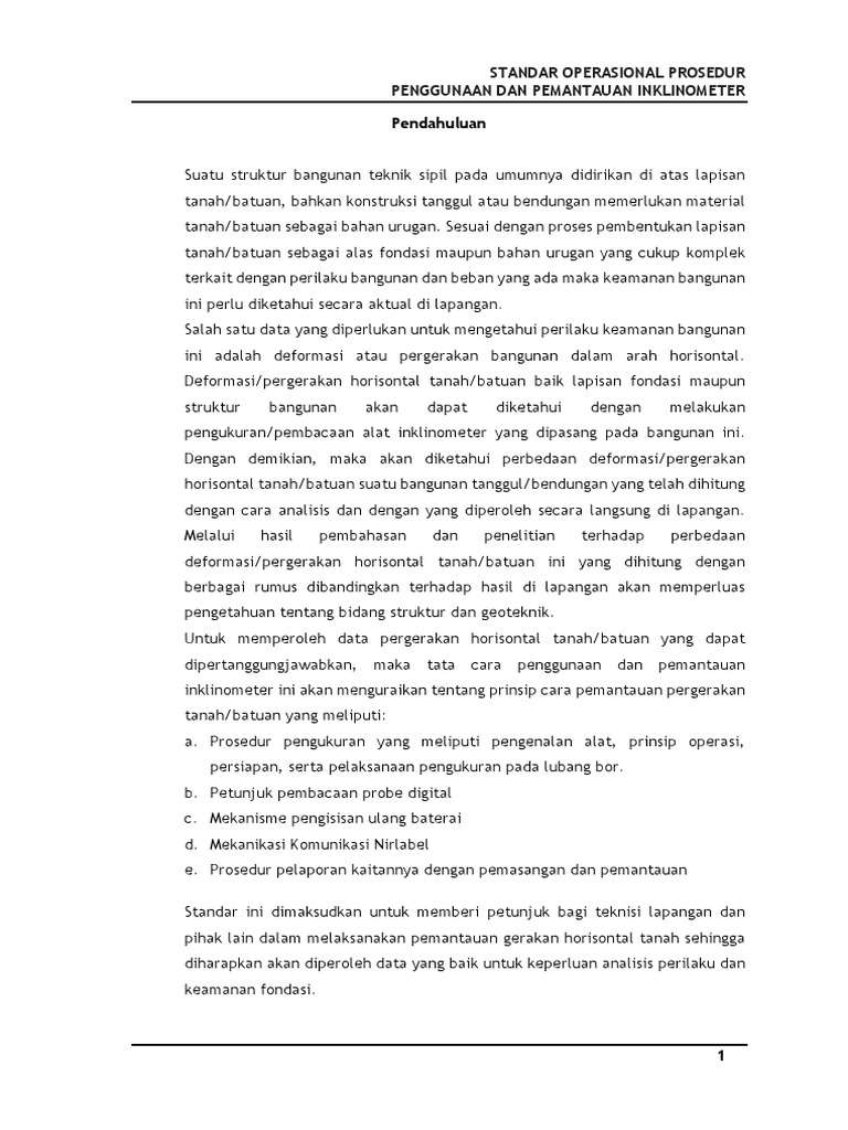Pengukuran Pergerakan Tanah dengan Inklinometer | PDF