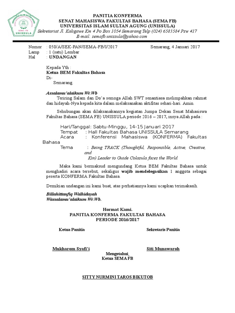 Contoh Surat Undangan ORMAWA | PDF