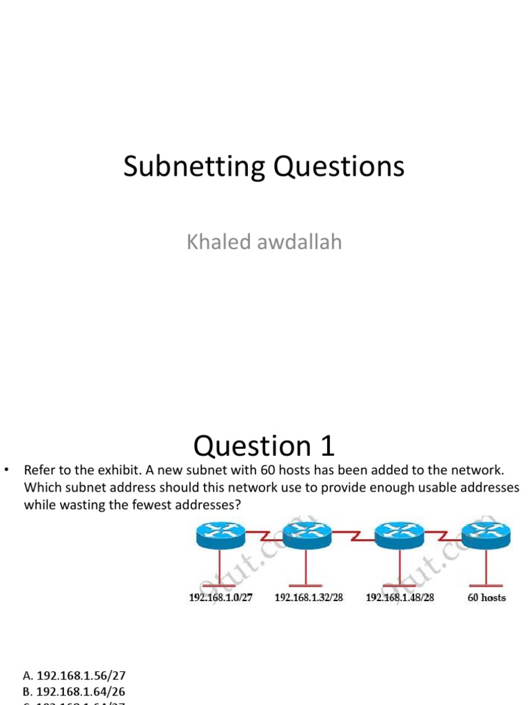 9 Subnetting Questions 2 Pdf Ip Address Router Computing