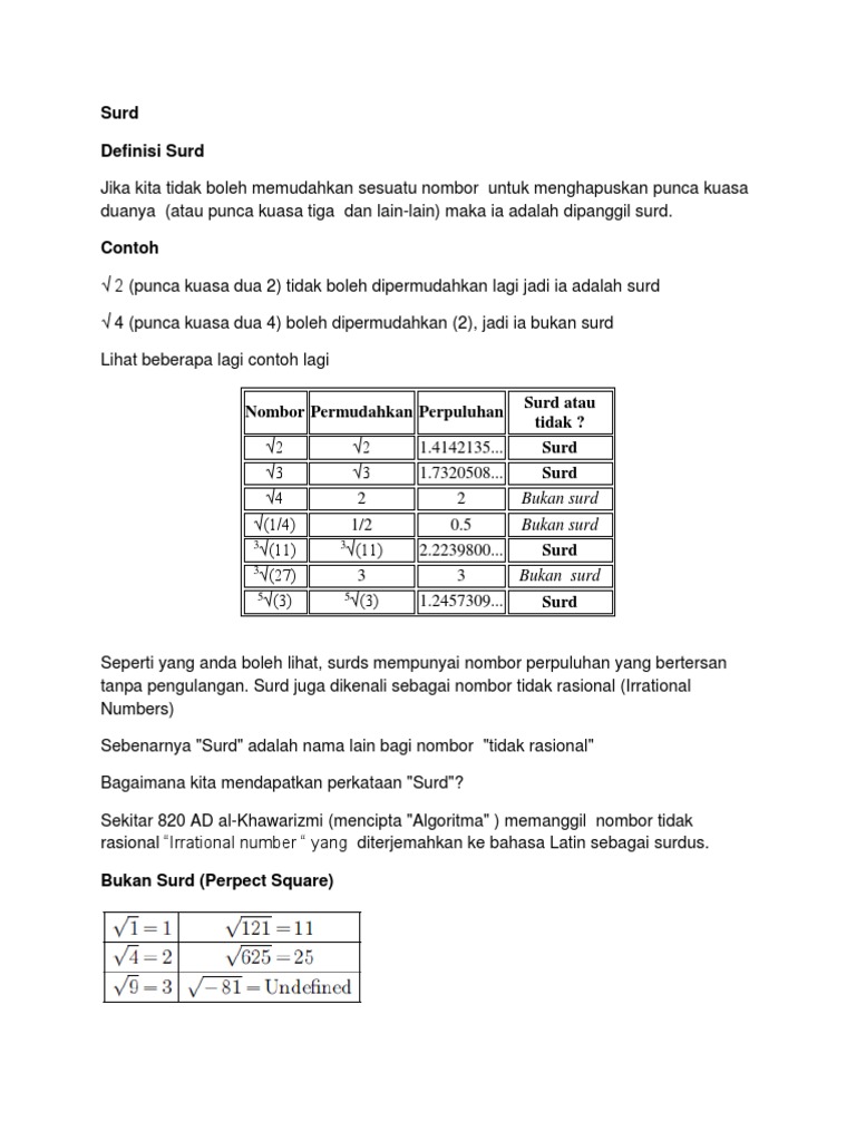 Surd | PDF | Metode & Bahan Ajar