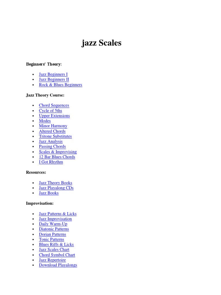 Jazz Scales | PDF | Scale (Music) | Chord (Music)