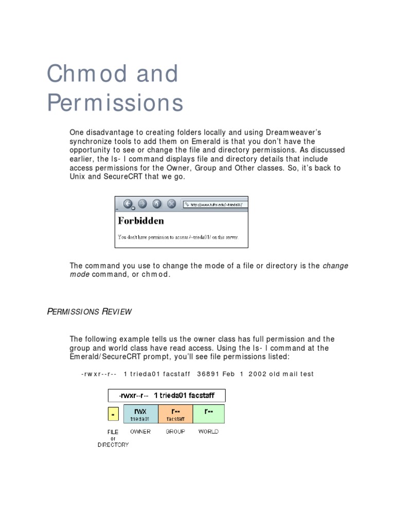 Chmod and Permissions | PDF | Directory (Computing) | Computer File