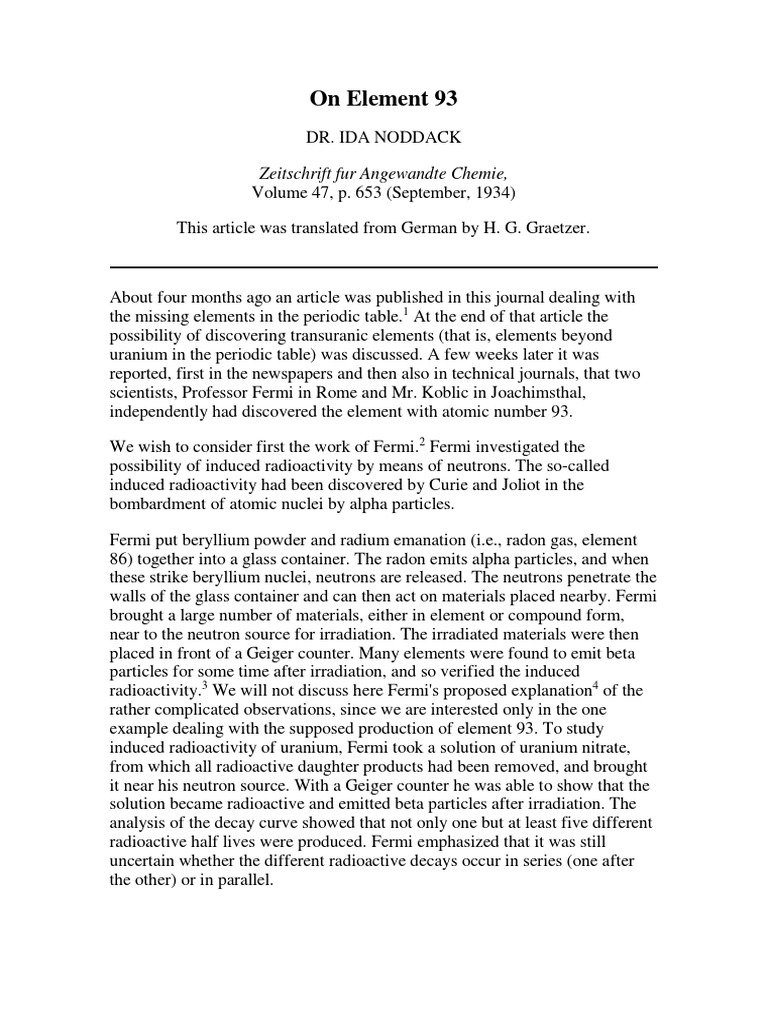 On Element 93 | PDF | Radioactive Decay | Nuclear Physics