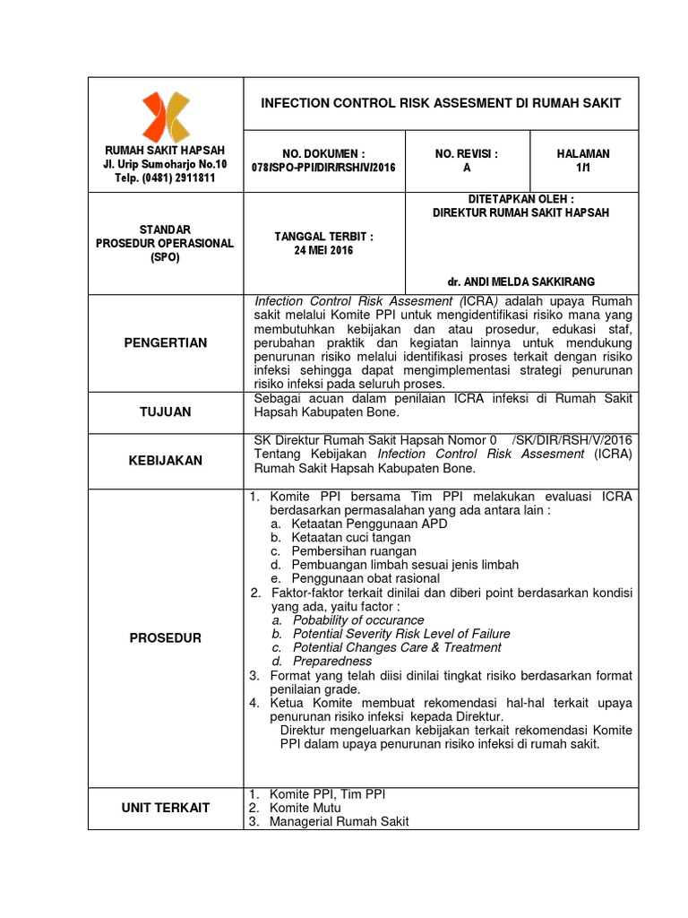 Contoh Spo Icra Infeksi | PDF